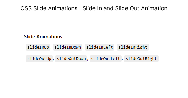 CSS Slide Animations | Slide In And Slide Out Animation