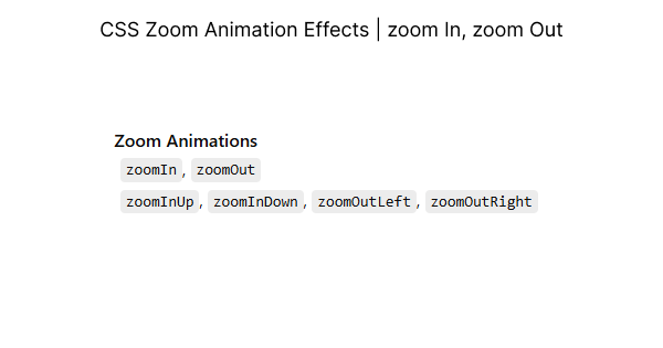 CSS Zoom Animation Effects | ZoomIn, ZoomOut, ZoomInUp