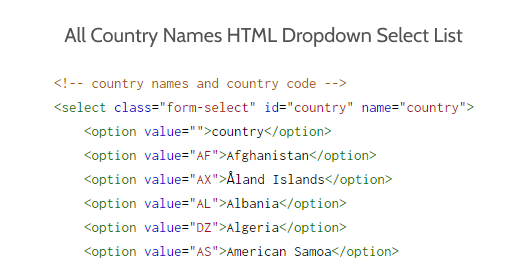 Country Name Select Dropdown With HTML And Bootstrap