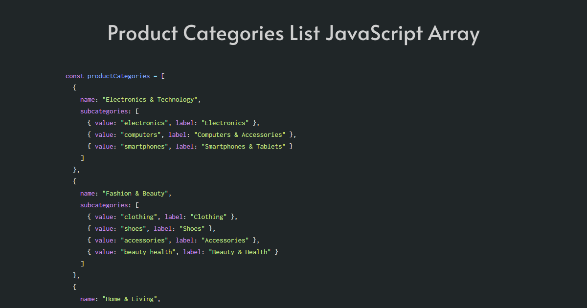 Product Categories List For HTML, JavaScript, PHP, And SQL