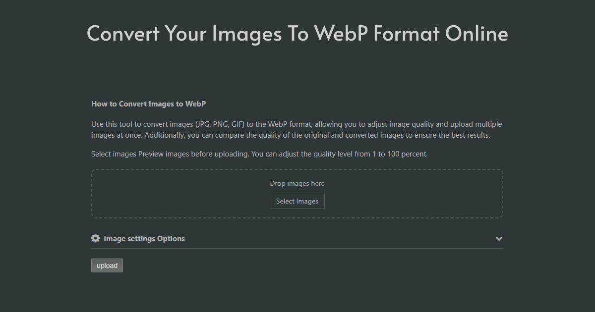 Free Online Image To WebP Converter - JPEG, PNG, GIF